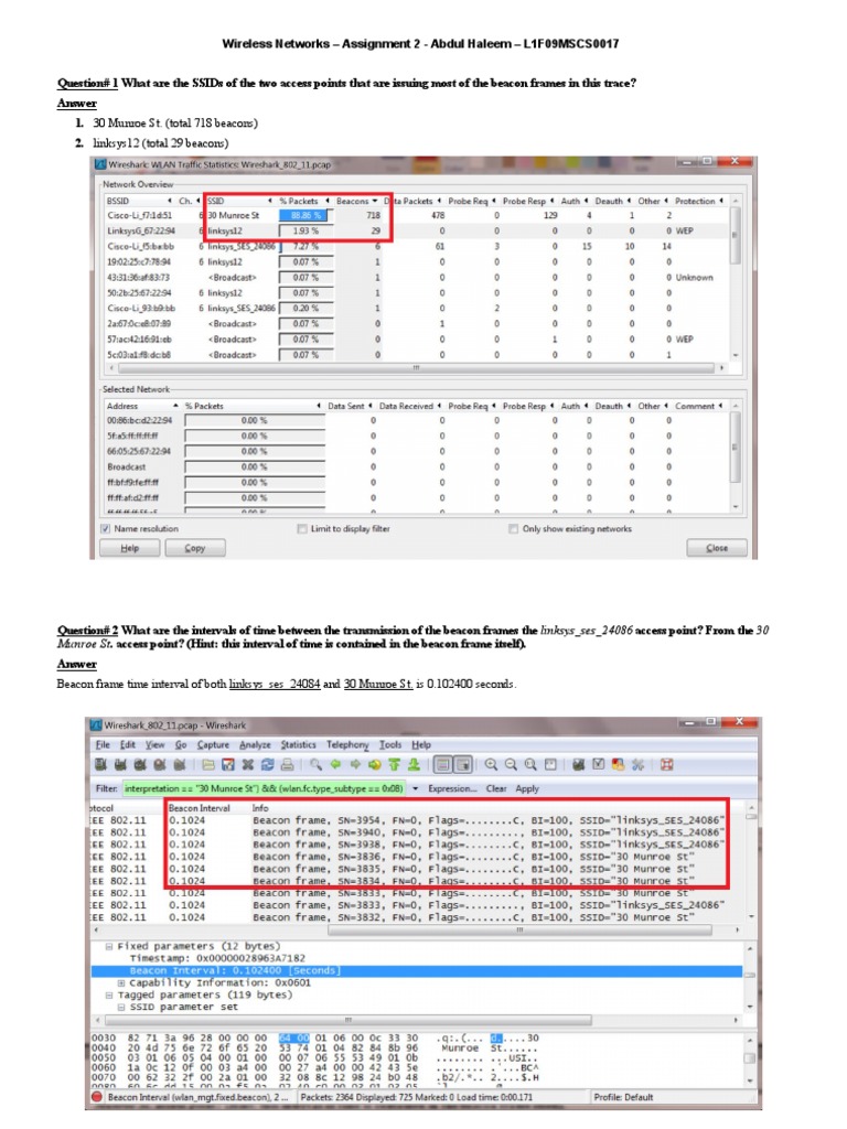 Wireless Network Analysis: An Examination of Beacon Frames, MAC ...