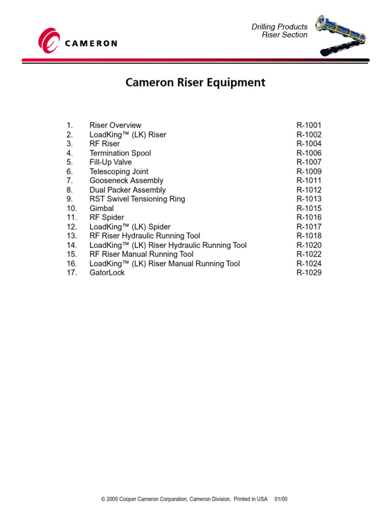 Camerom - Riser JT - LK e RF - Inglês | PDF | Valve | Gun Barrel