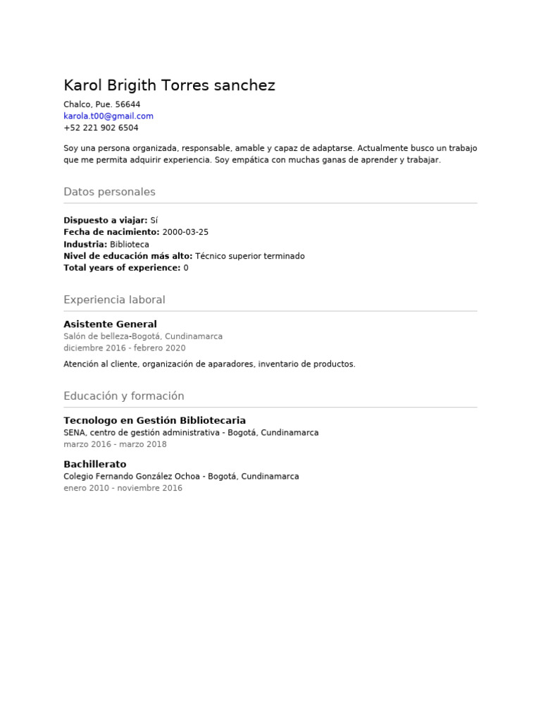 Karol Brigith Torres Sanchez | PDF