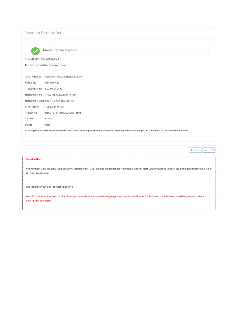 Railway Group D Fees Receipt | PDF