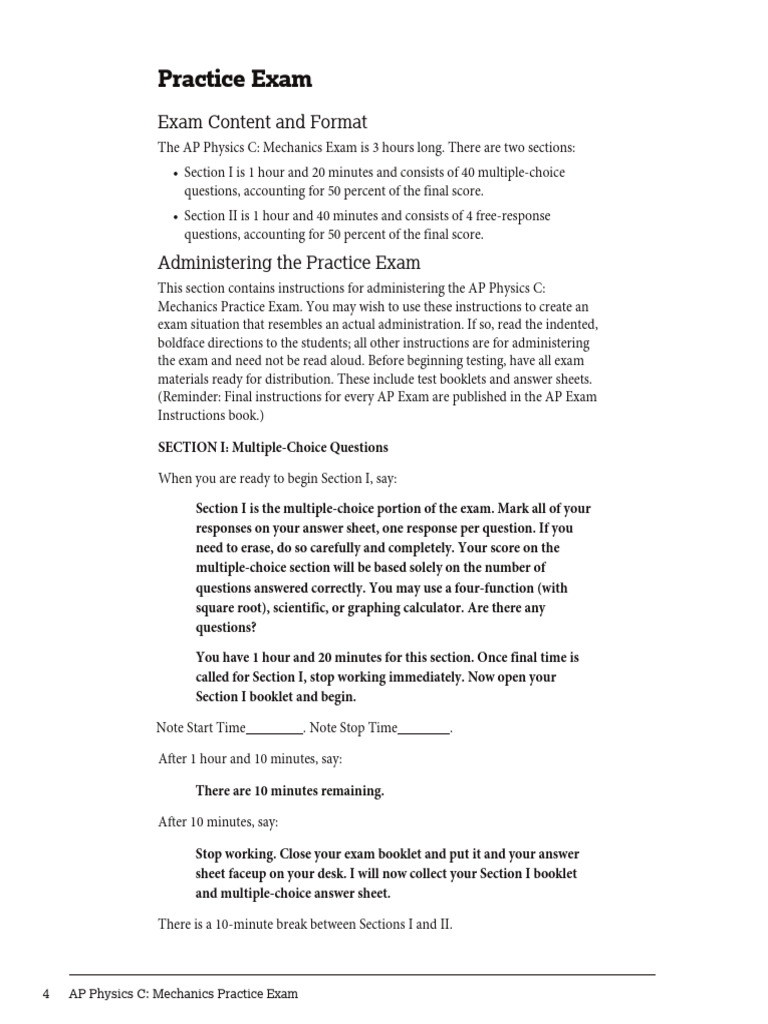 AP Physics C Mechanics Practice Exam | PDF | Force | Velocity