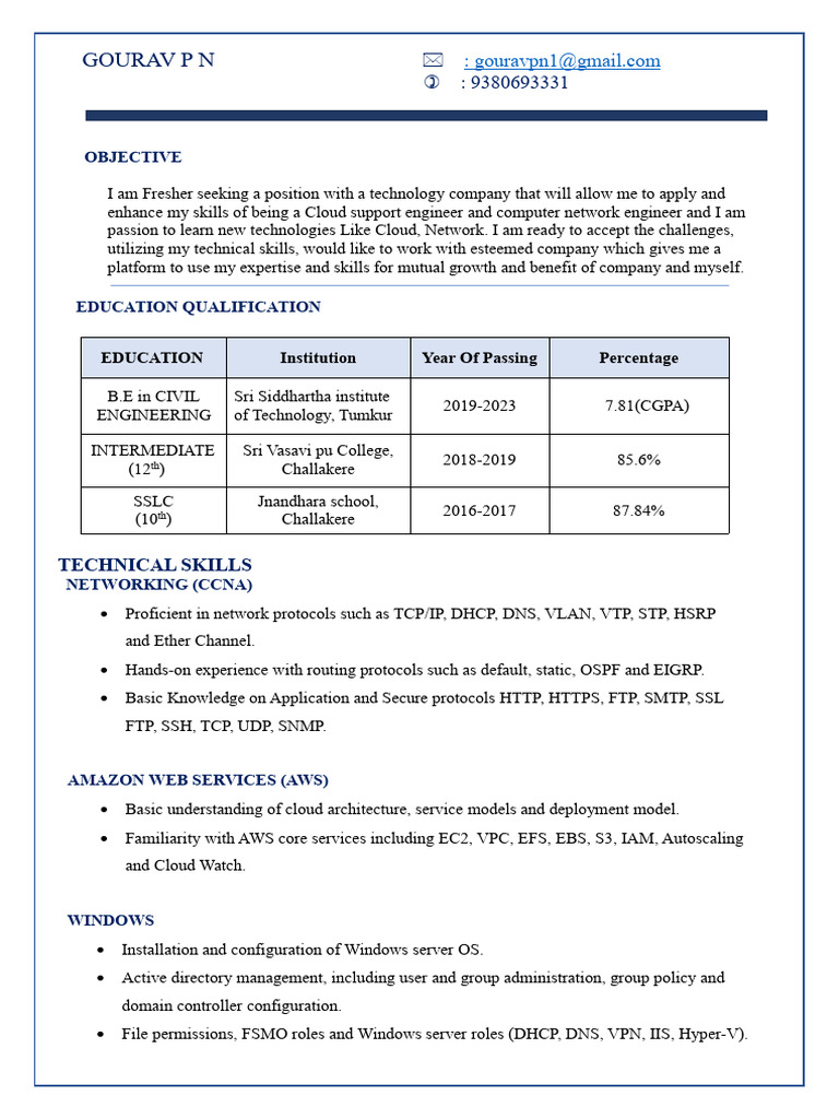 Gourav Resume Updated 63-2 | PDF | File Transfer Protocol | Computer Network