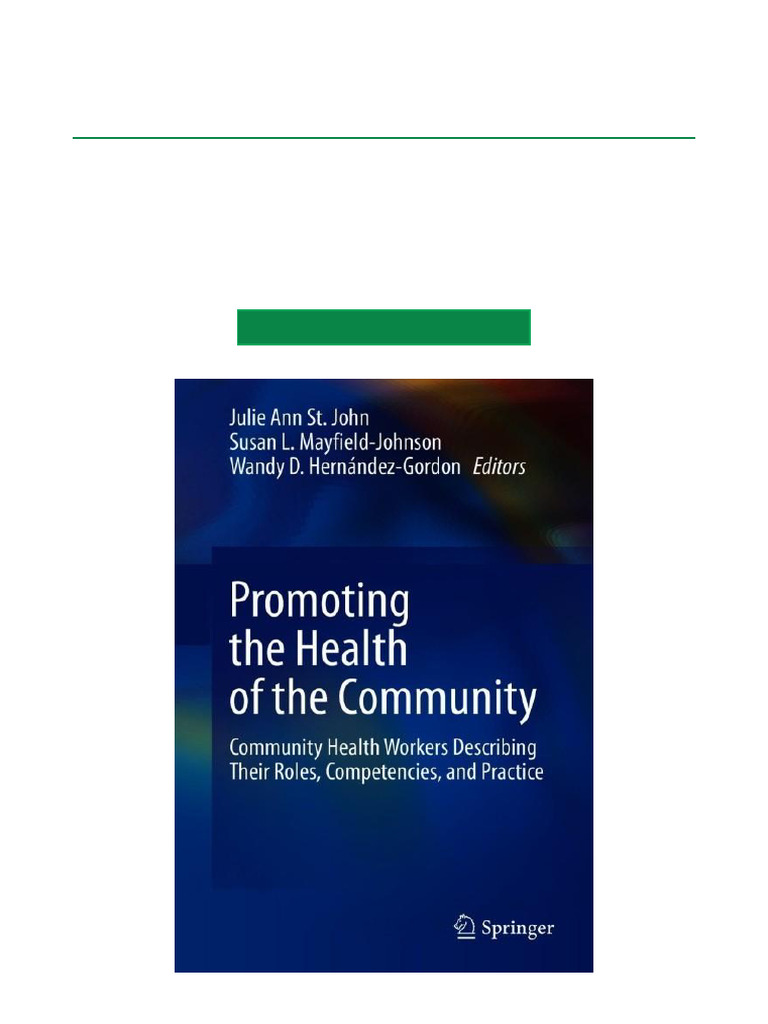 Promoting The Health of The Community Community Health Workers ...