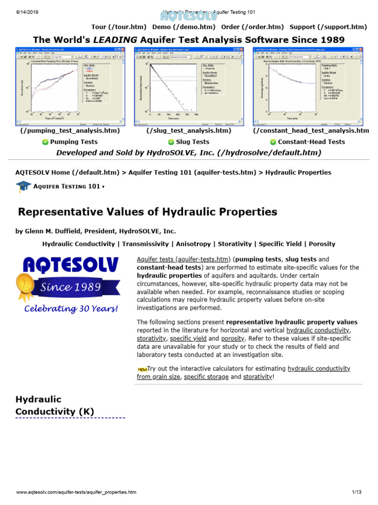 Hydraulic Properties - Aquifer Testing 101 | PDF | Aquifer | Earth Sciences