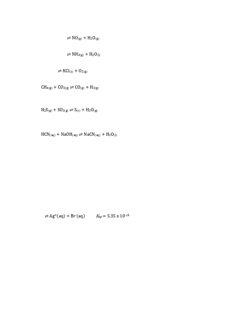 Equilibrium Expressions and Ksp Calculations | PDF | Chemical ...