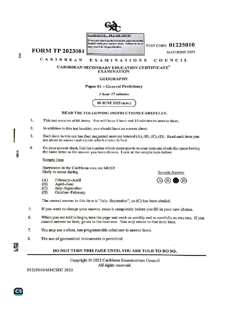 Geography 2023 Paper 1 | PDF