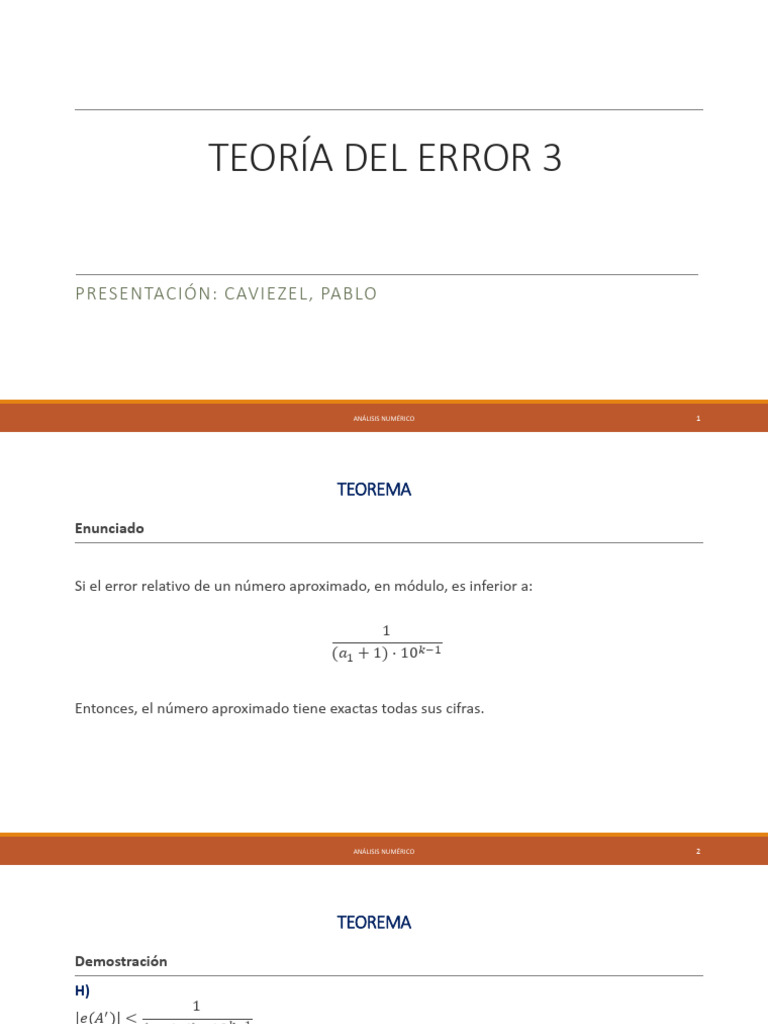 Teoría Del Error 3 - CAVIEZEL | PDF | Análisis numérico | Matemáticas