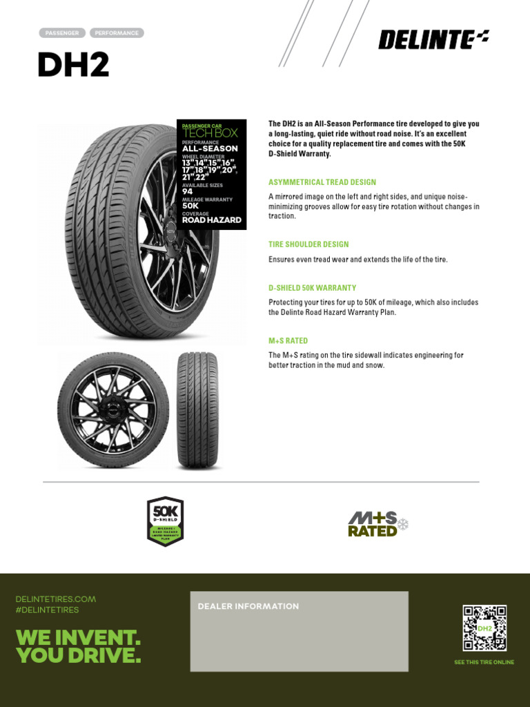 Delinte DH2 All-Season Performance Tire | PDF | Tire | Motor Vehicle