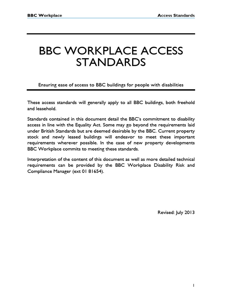 Workplace Access Standards July2013 | PDF | Elevator | Wheelchair