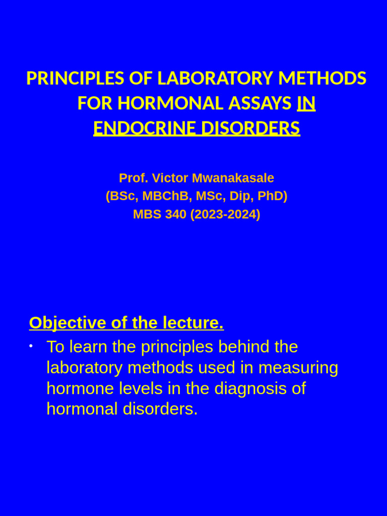 Principles of Hormonal Assays Prof V. Mwanakasale-1 | PDF | Elisa ...