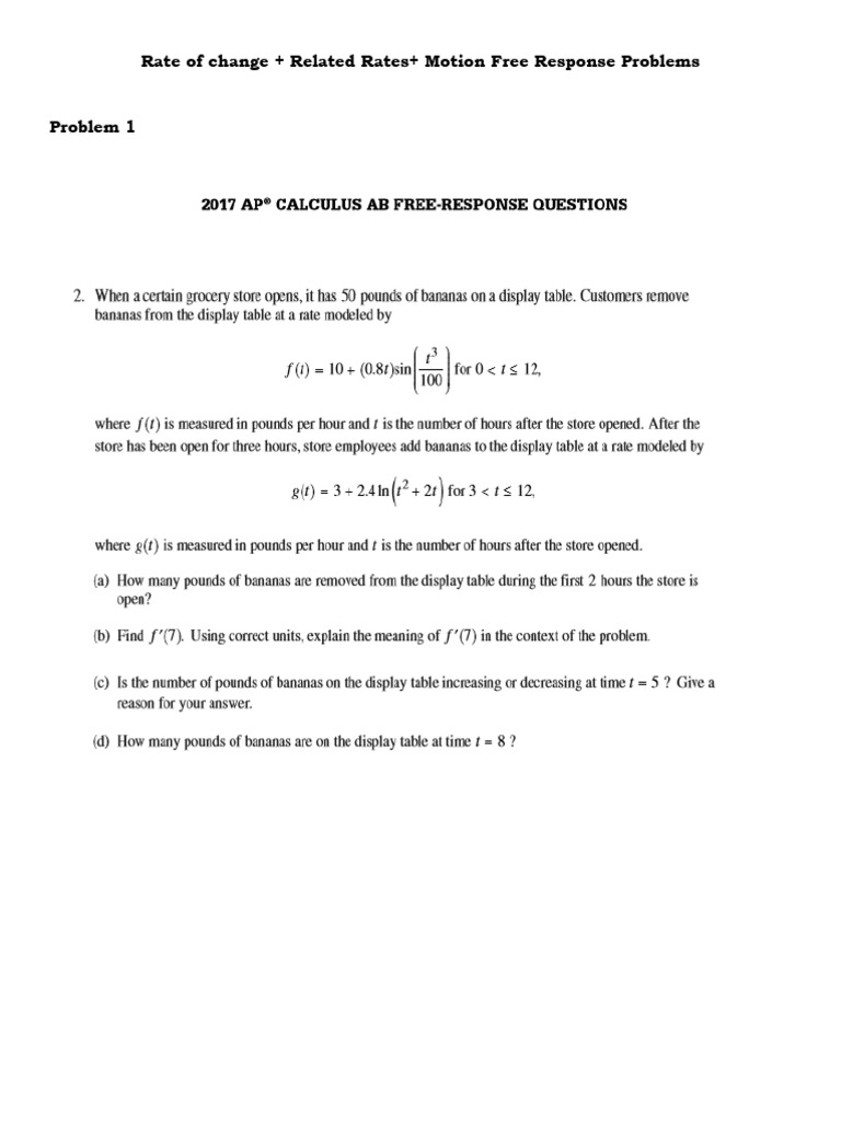 Rate of Change+motion+related Rates | PDF