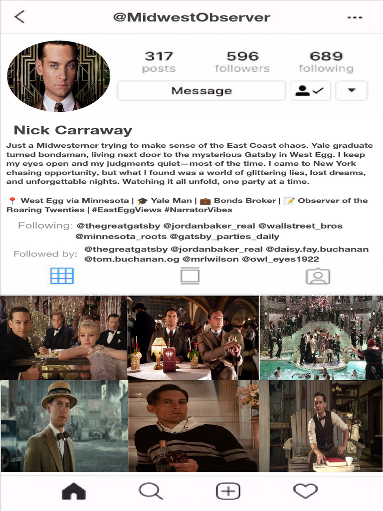 Nick Carraway Instagram Template by - Saleh Bani Mustafa | PDF