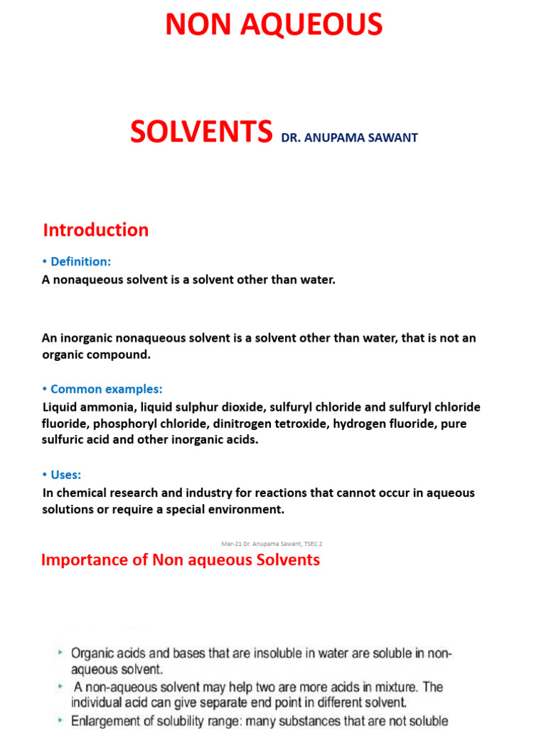 Non Aqueous Solvents | PDF | Acid | Solvent