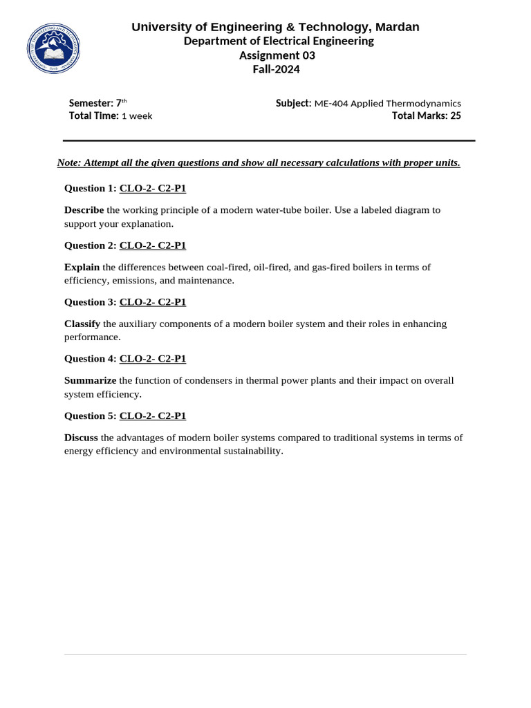 Assignment 3 and 4 Applied Thermodynamics UETM-Fall 24 | PDF | Refrigeration | Refrigerator