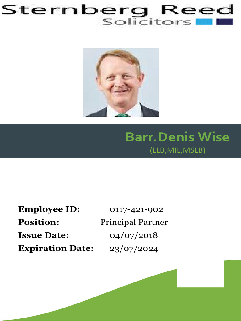 Principal Partner ID for Barr. Denis Wise | PDF