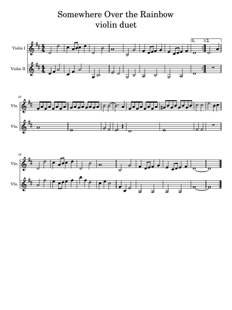 Over The Rainbow Violin Duet | PDF