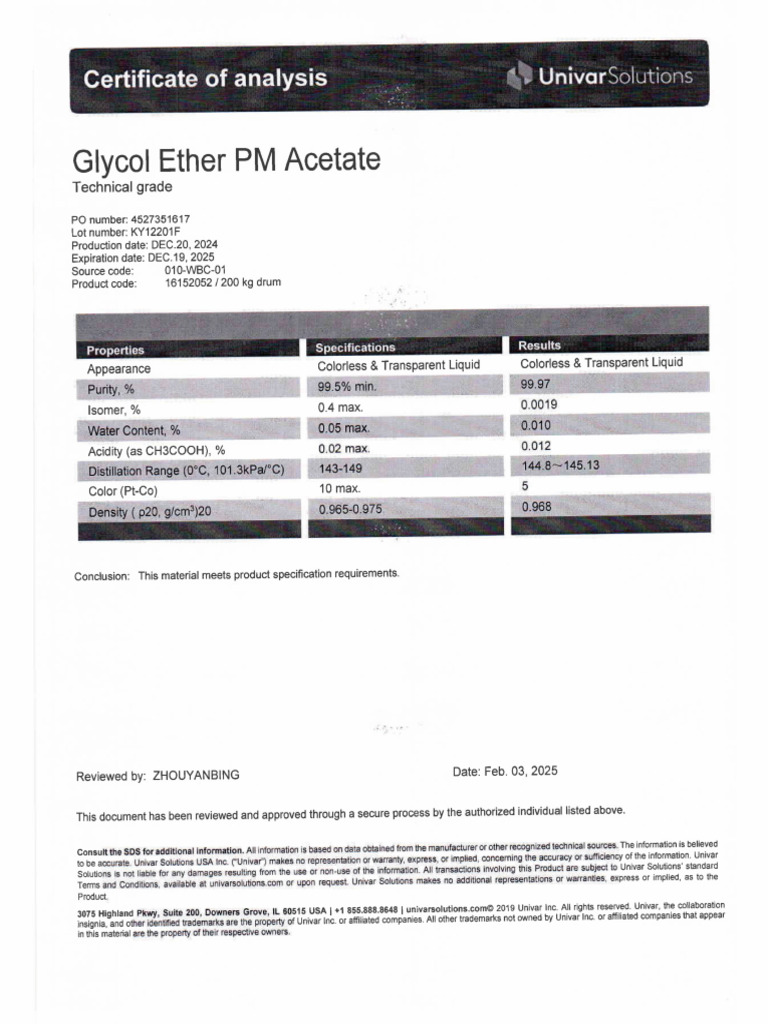 PM Acetate - Coa Us - Apr 02 2025 | PDF