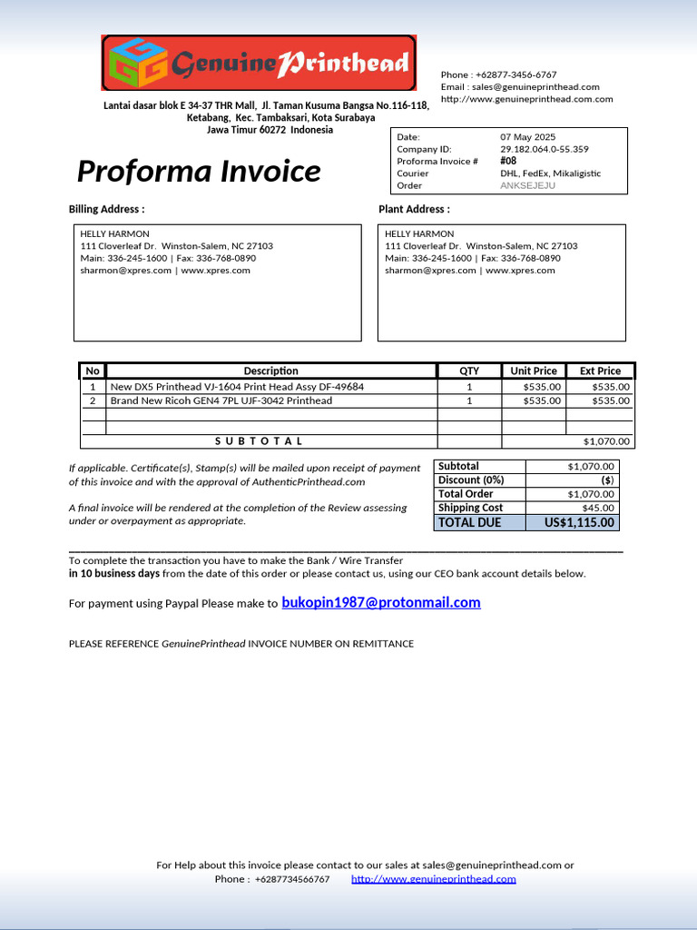 #08 HELLY HARMON Paypal | PDF | Invoice | Business Documents