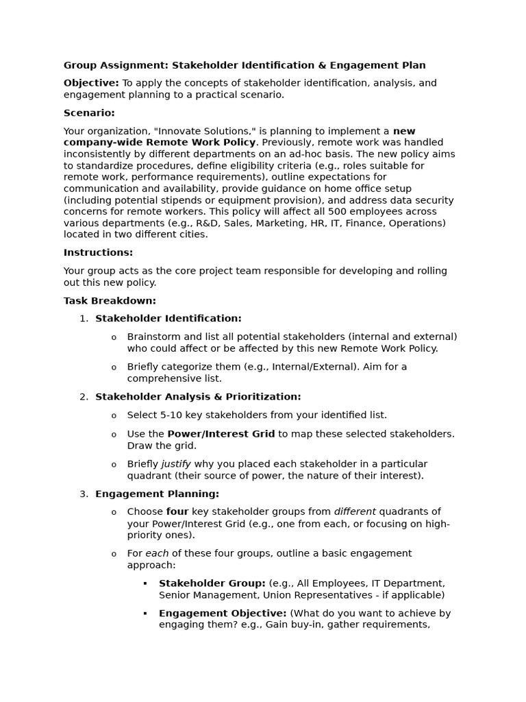 Stakeholder Engagement for Remote Work Policy | PDF | Policy ...