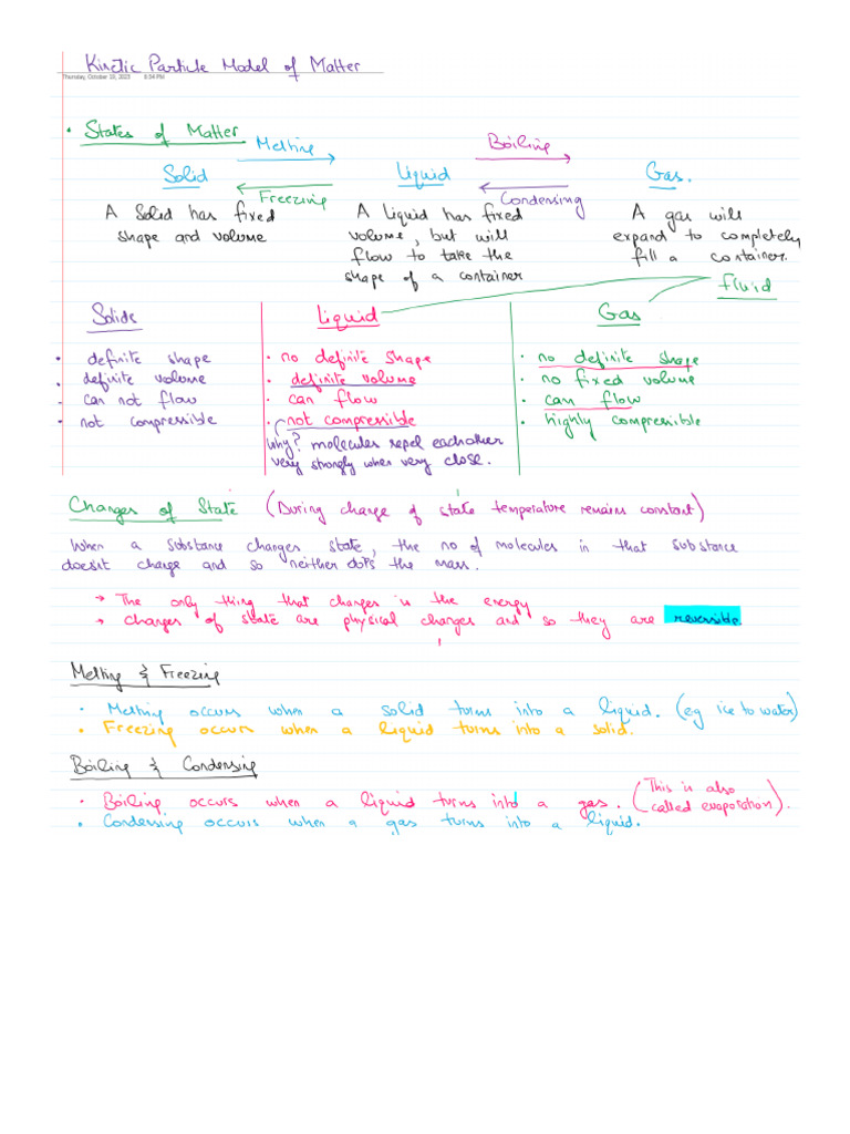 Kinetic Particle Model of Matter | PDF