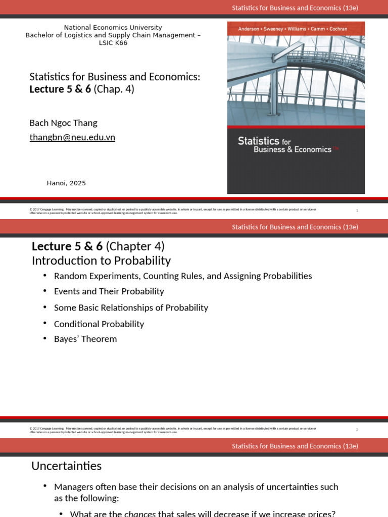 Lecture 5 & 6_Chap. 4_Introduction to Probability | PDF | Experiment | Probability
