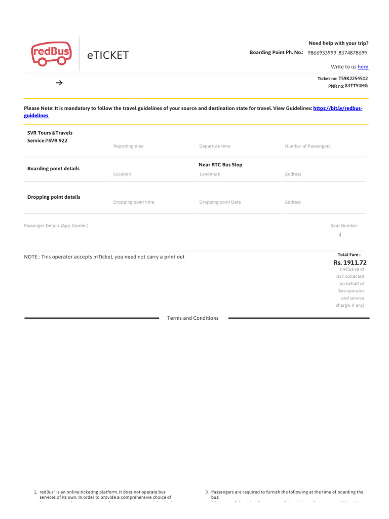 Khammam to Hyderabad Bus Ticket Info | PDF | Ticket (Admission) | Bus