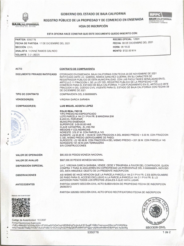 REGISTRO PÚBLICO DE LA PROPIEDAD Y DE COMERCIO EN ENSENADA | PDF