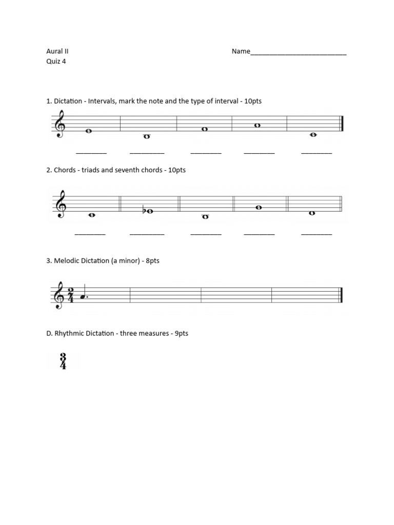 Aural II Quiz: Intervals and Chords | PDF