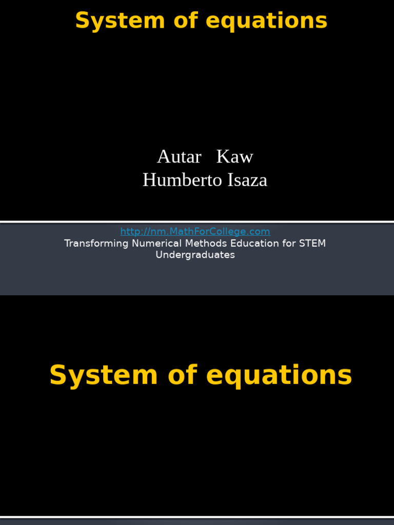 Mws Gen Sle PPT Systemofequations | PDF | Matrix (Mathematics) | Equations