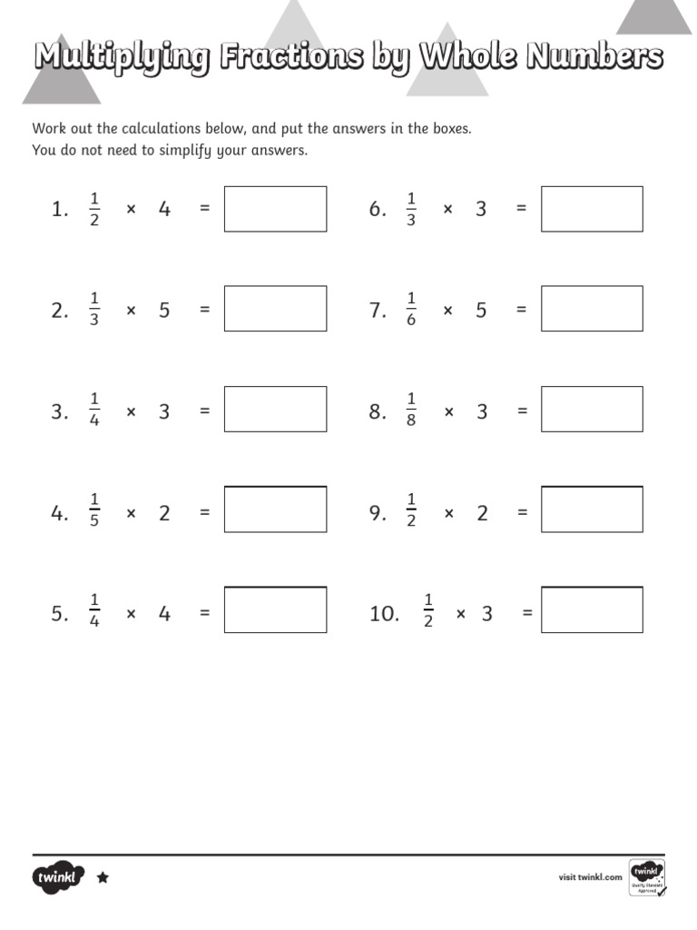 B&W Multiplying Fractions by Whole Numbers Activity | PDF | Arithmetic ...