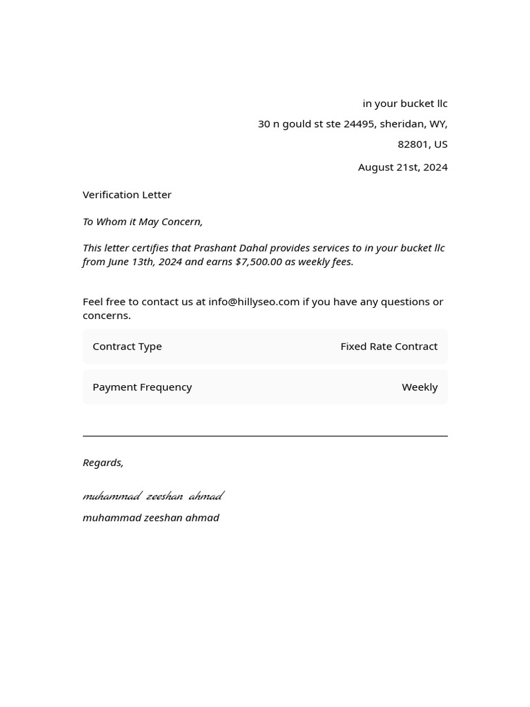 Deel Tubelysis Deal Verification Letter 3xq6vzd | PDF