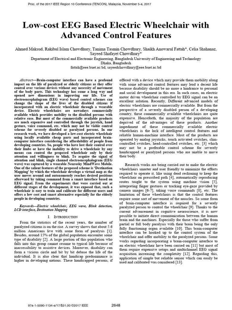 Low-Cost EEG Based Electric Wheelchair With Advanced Control Features ...