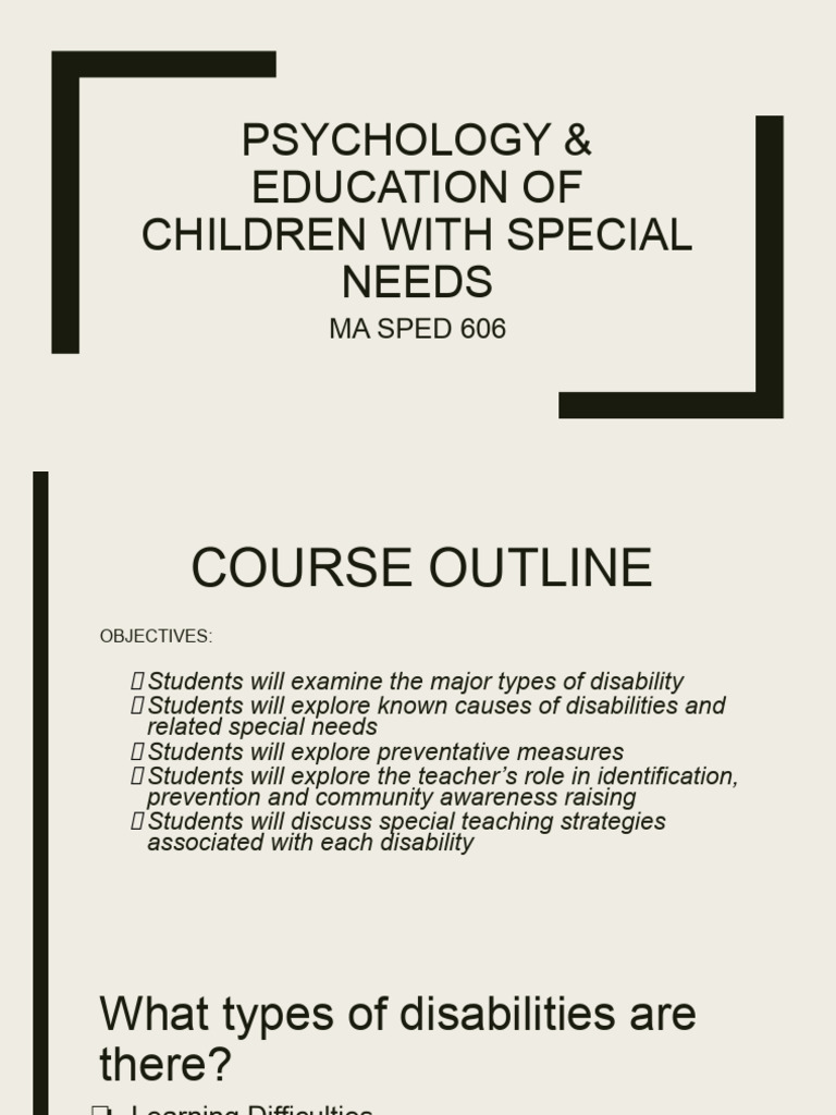 Maed Sped 606 - Psychology and Education of Children With Special Needs | PDF | Intellectual ...