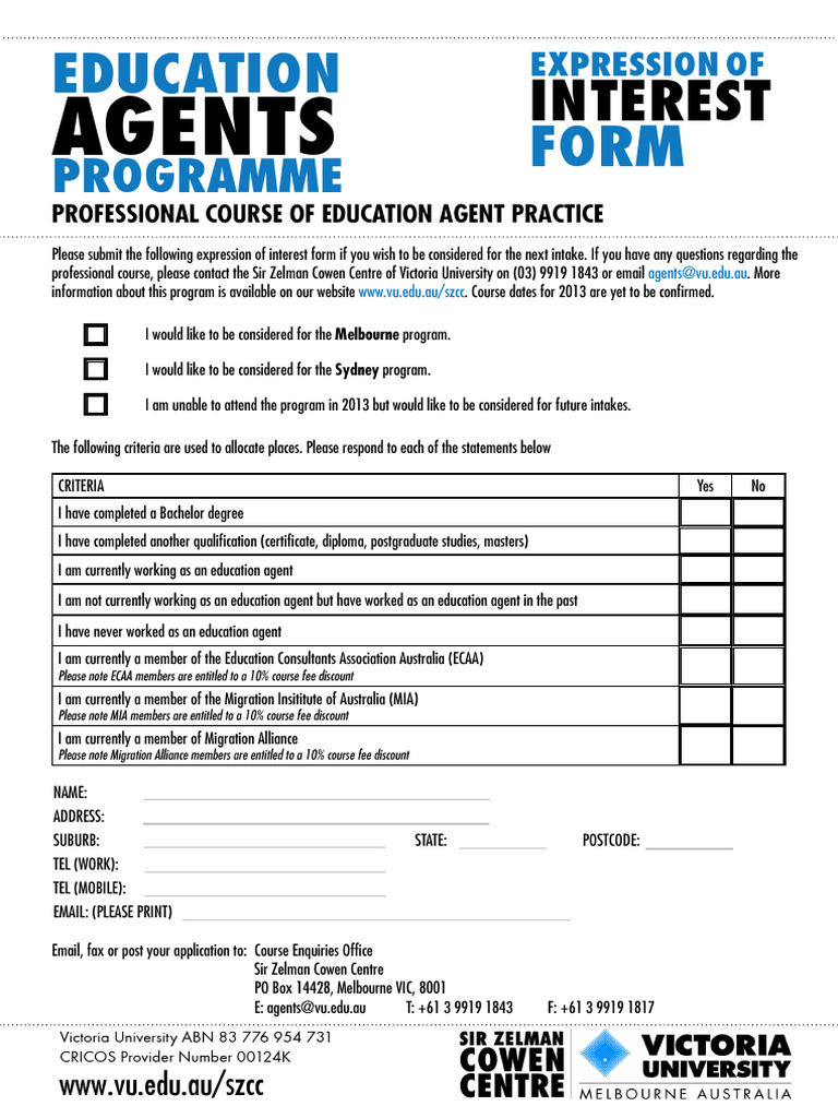 Education Agents EOI Form | PDF | Higher Education | Academia