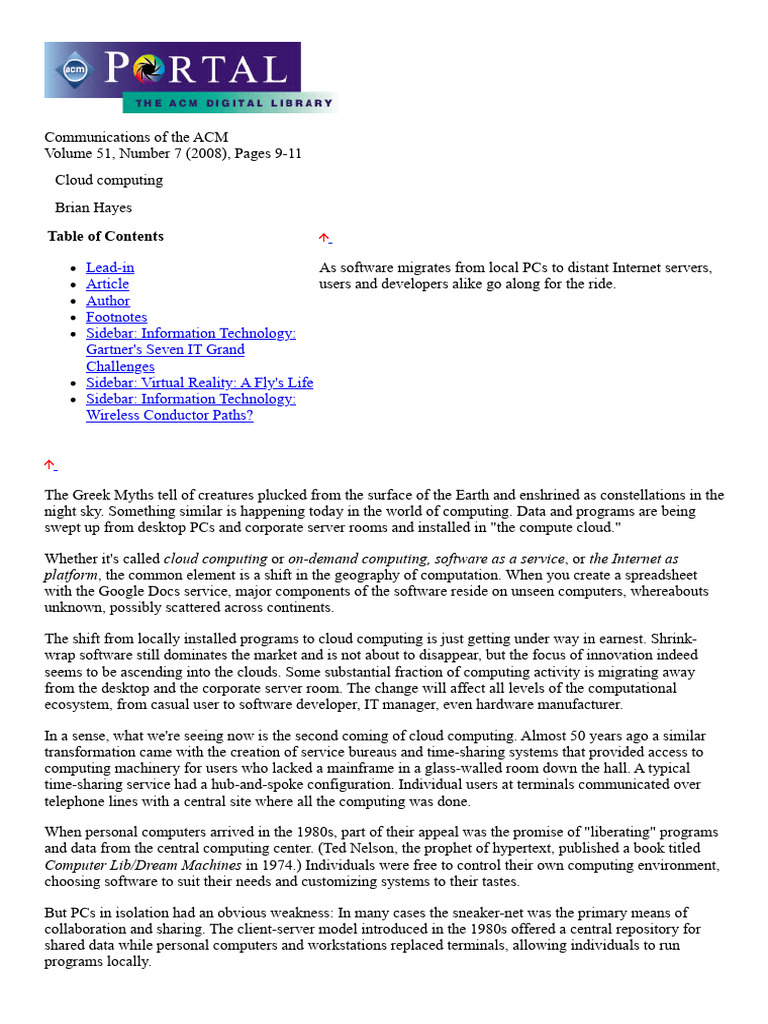 ACM - Digital Library - Communications of The ACM | PDF | Cloud ...