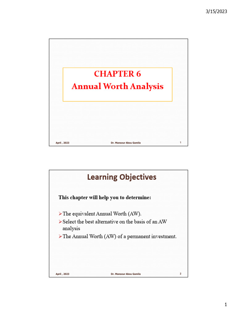 Engineering Economy - Lecture 6 - Chapter 6 | PDF