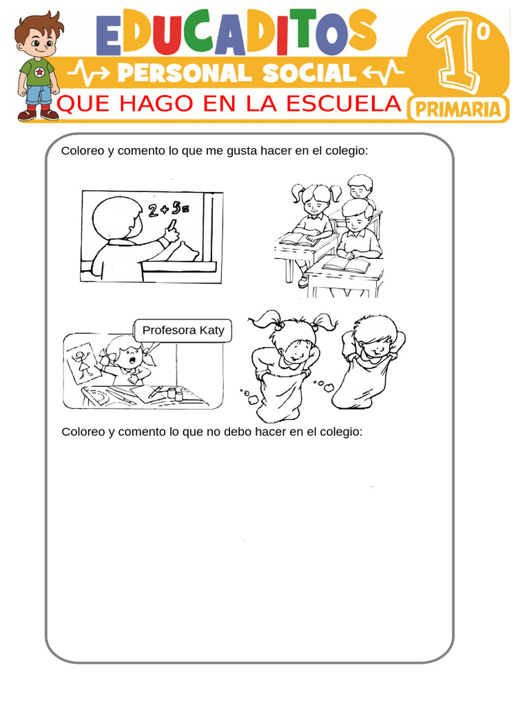 Coloreo y Comento Lo Que Me Gusta Hacer en El Colegio:: Educaditos | PDF