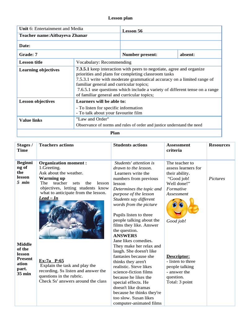 Grade 7 Lesson Plans: Media & Language | PDF | Learning | Human ...