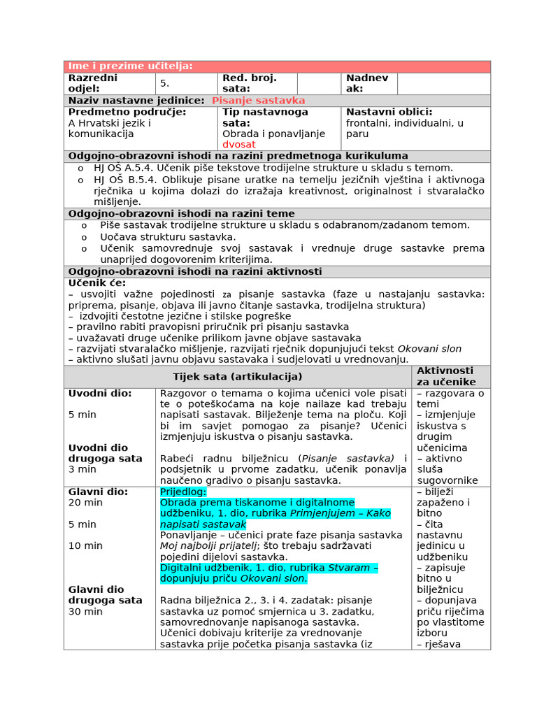 10 +pisanje+sastavka | PDF