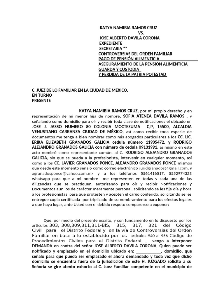 KATYA NAMIBIA RAMOS CRUZ | PDF | Pensión alimenticia | Caso de ley