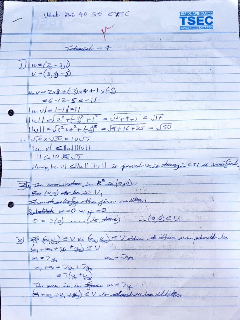 Tutorial - Vector Spaces | PDF