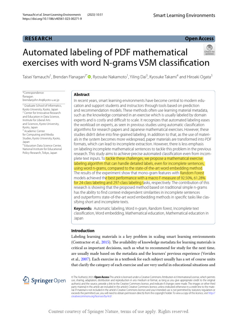 3 Automated Labeling of PDF Mathematical Exercises W | PDF | Statistical Classification | Curriculum