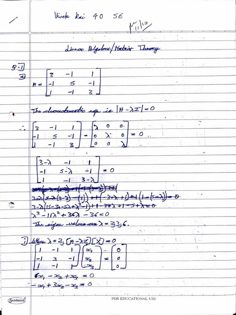Matrix Theory Tutorial | PDF