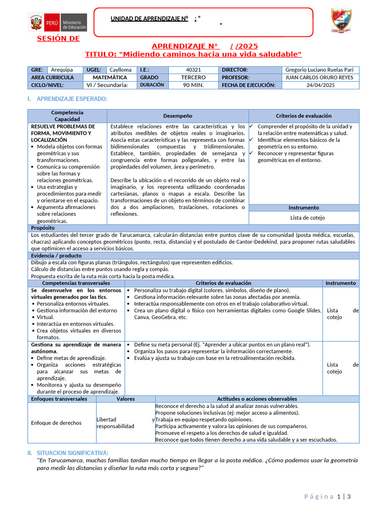 Unidad 2 Semana 1 Sesión 2 | PDF | Geometría | Aprendizaje