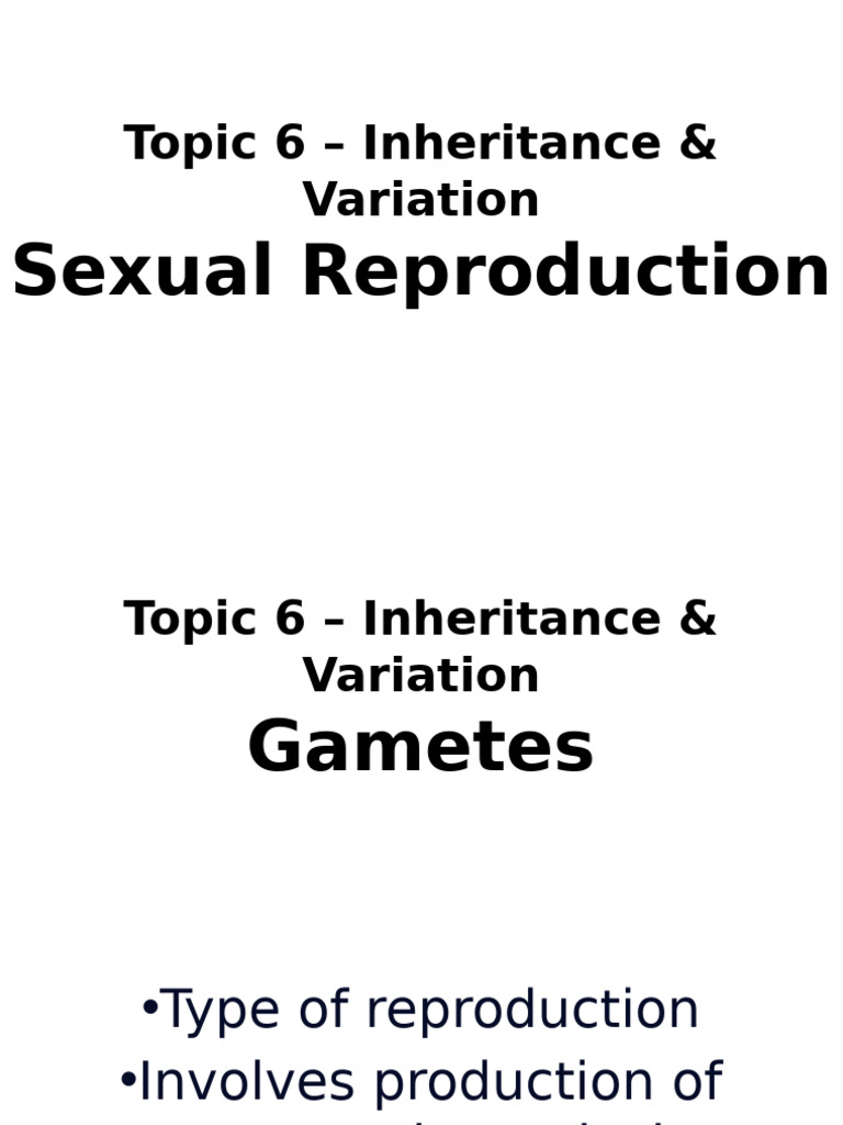 Topic 6 - Inheritance and Variation | PDF | Meiosis | Sexual Reproduction
