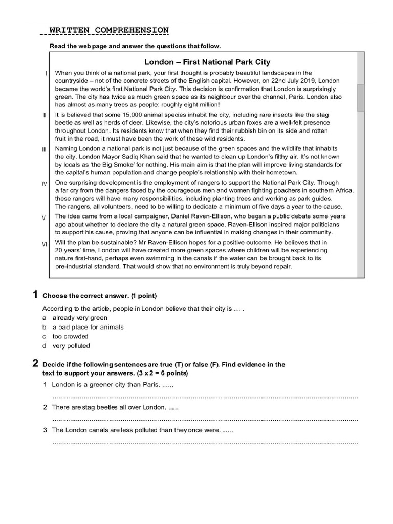 Written Comprehension Mindset1 Final Test | PDF