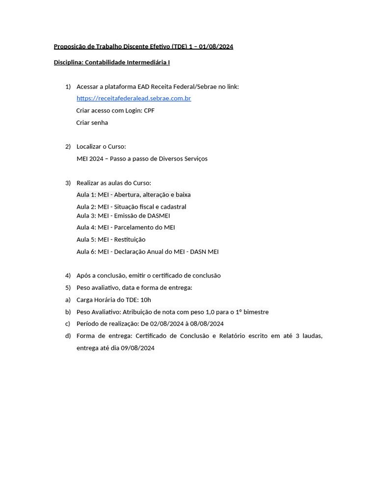 TDE Atividade 1 | PDF