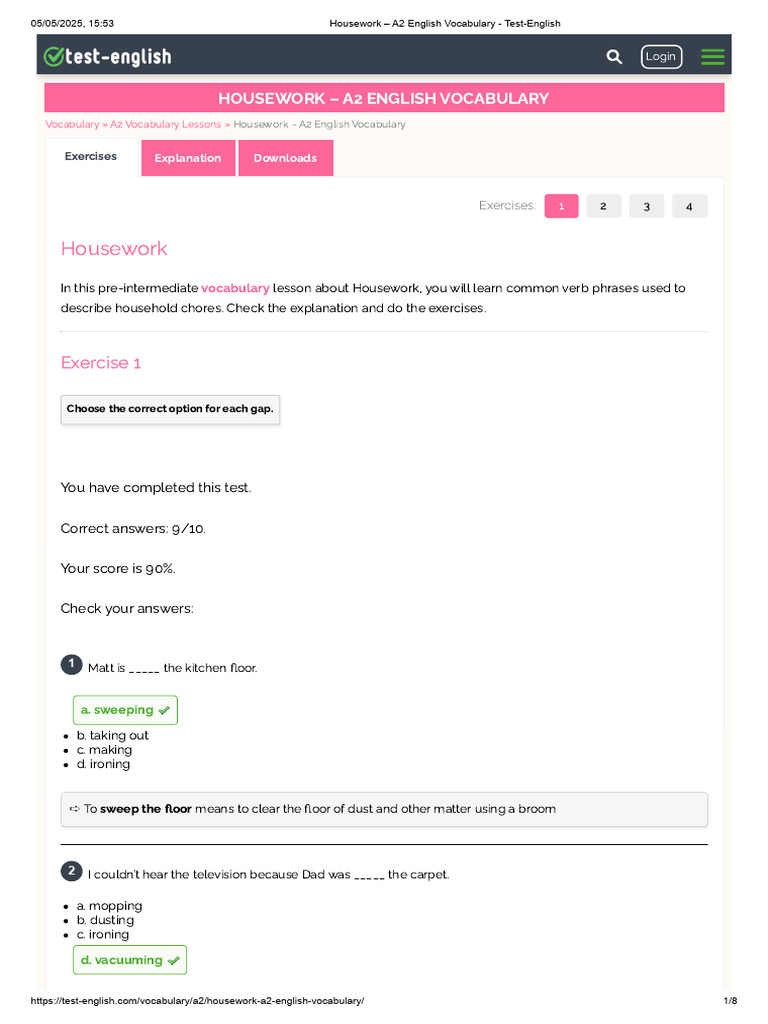 A2 English Vocabulary - Activity | PDF | Tableware | Meal