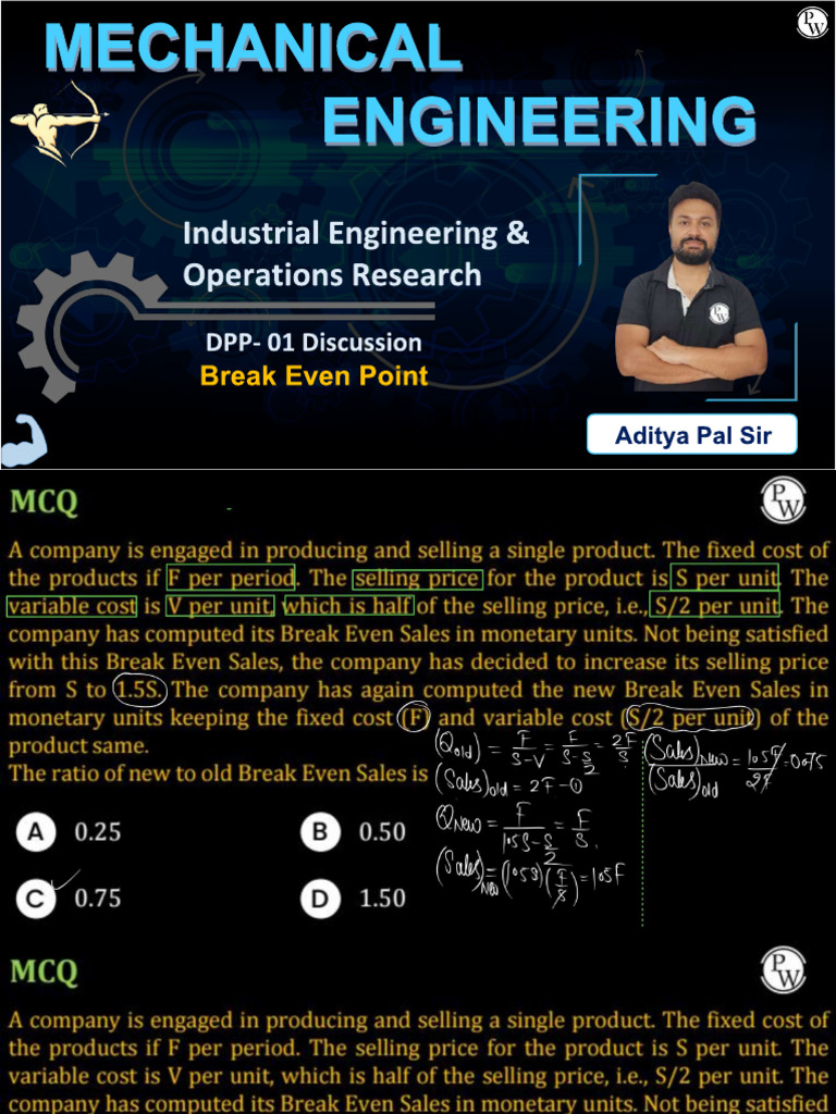 Break Even Point - DPP 01 Discussion Notes | PDF