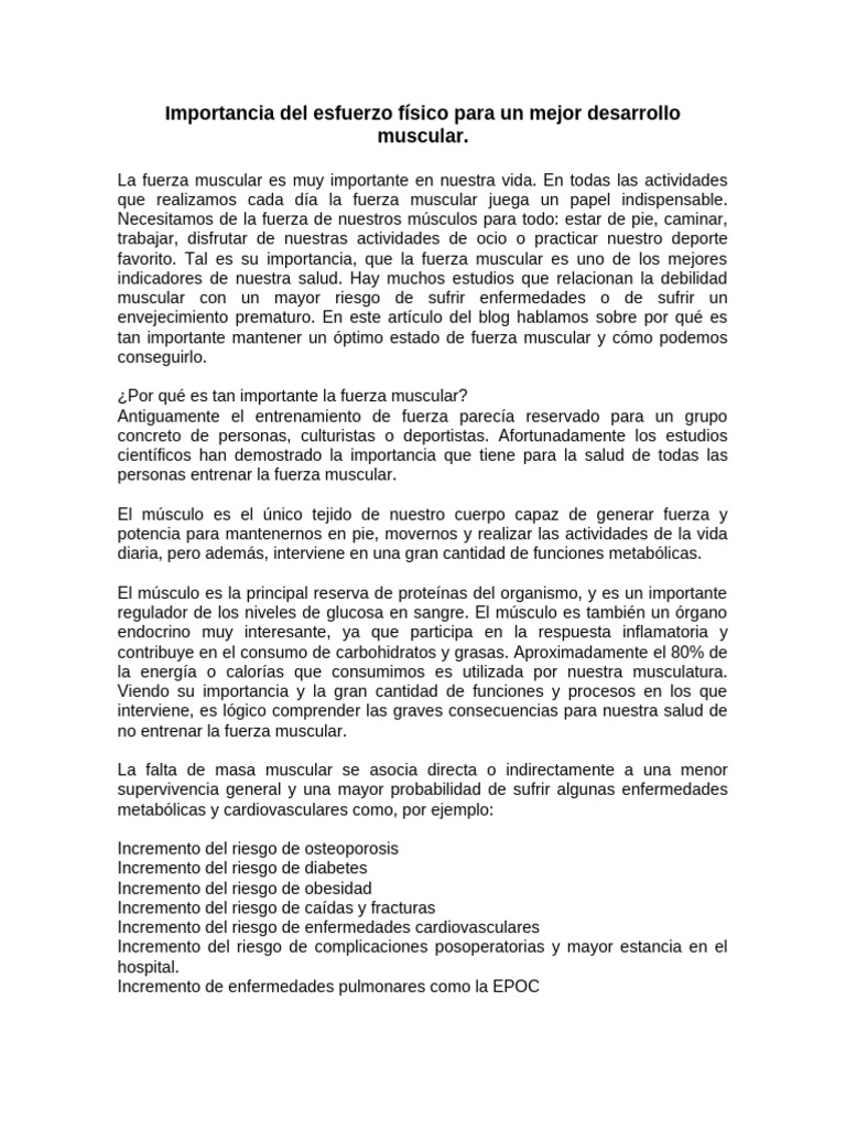 Esfuerzo físico y desarrollo muscular | PDF | Enfermedades ...